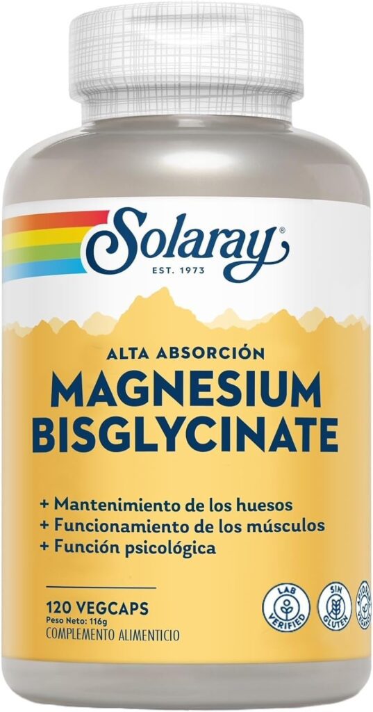 Bisglicinato de Magnesio SOLARAY 120 Vegcaps - Bisglicinato de magnesio